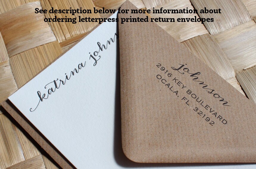 Personalized Letterpress Calligraphy Note Cards Custom | Etsy