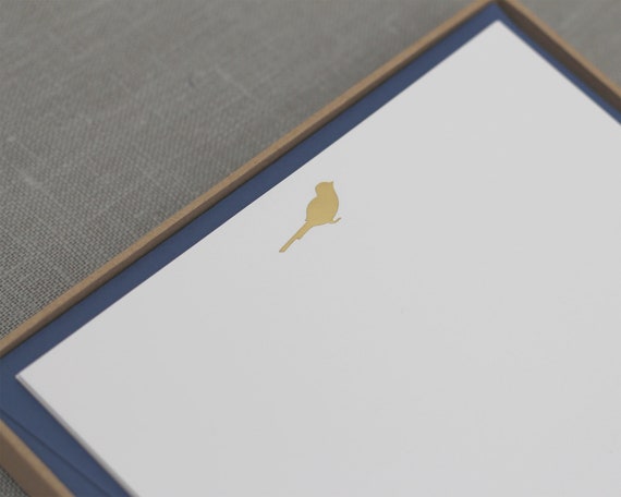 Gold Foil Writing Paper Set Bird Motif | Etsy