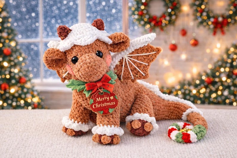 Gingerbread Dragon Crochet Pattern, Christmas Amigurumi Dragon ...