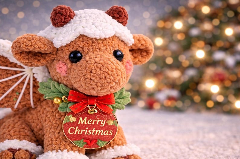 Gingerbread Dragon Crochet Pattern, Christmas Amigurumi Dragon ...