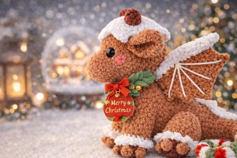 Gingerbread Dragon Crochet Pattern, Christmas Amigurumi Dragon ...
