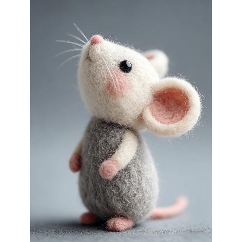 Handmade Wool Felt White Mouse Christmas Ornament Elf Animal Hanging ...