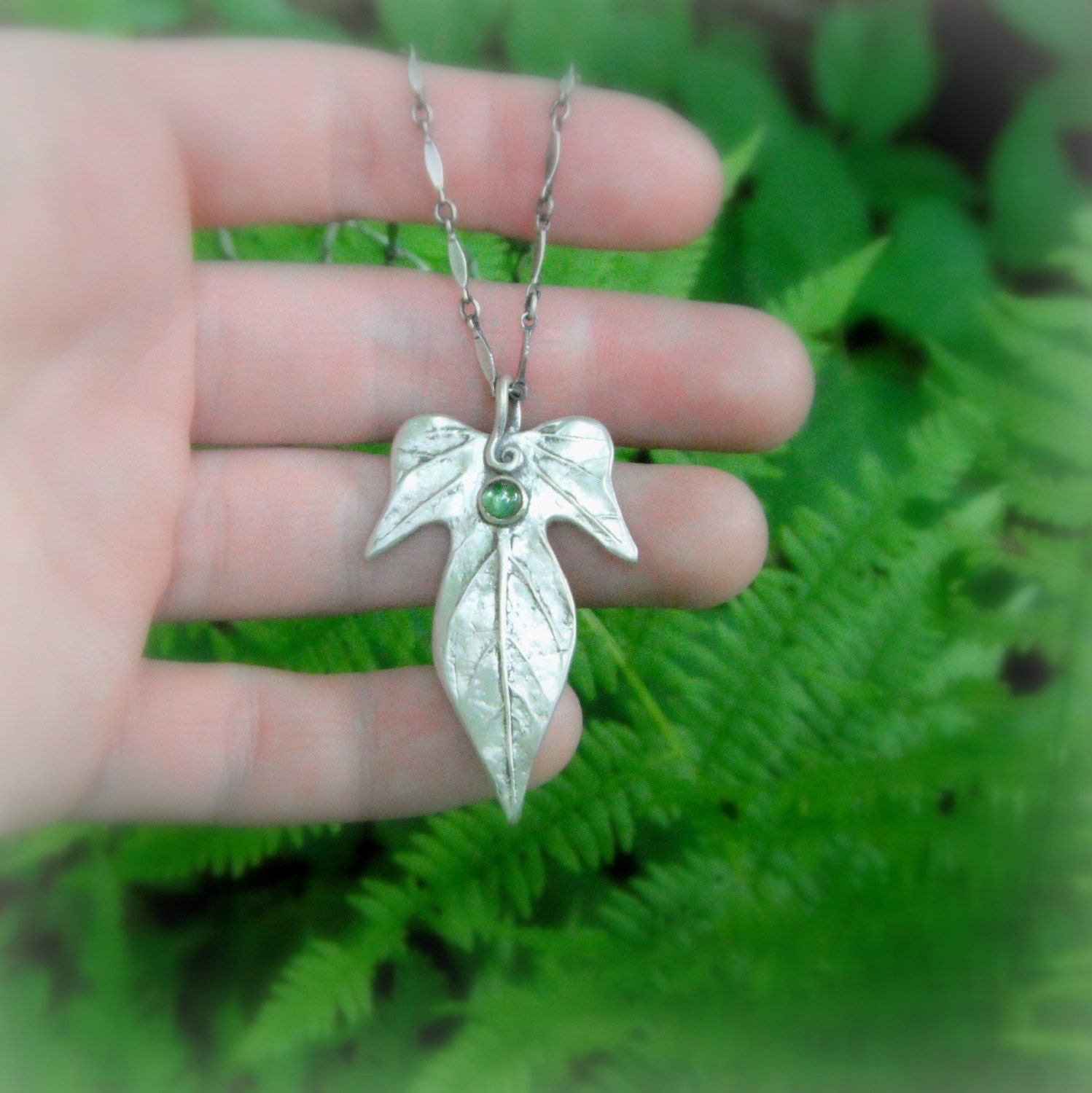 Elven Leaf Necklace With Peridot Made With a Real Leaf - Etsy