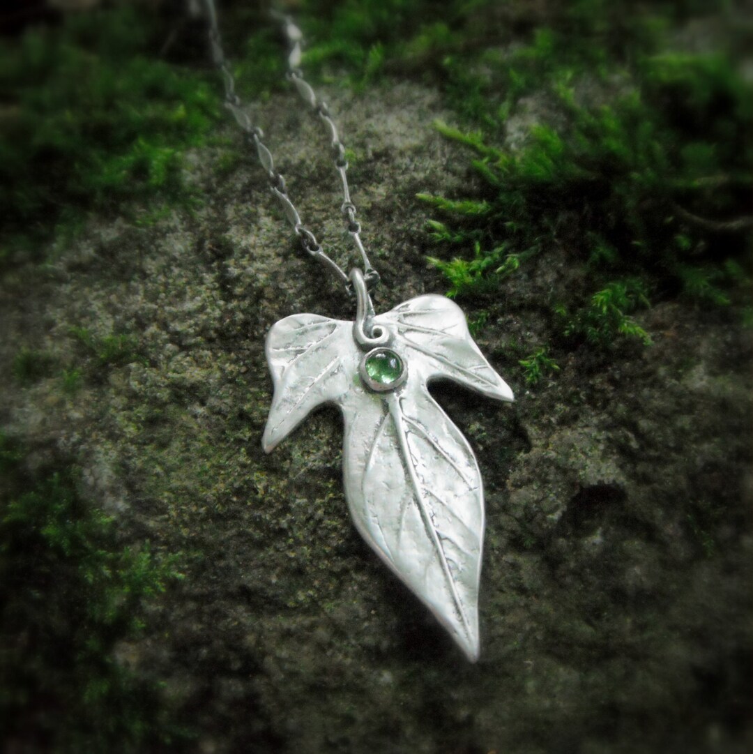 Elven Leaf Necklace With Peridot Made With a Real Leaf - Etsy