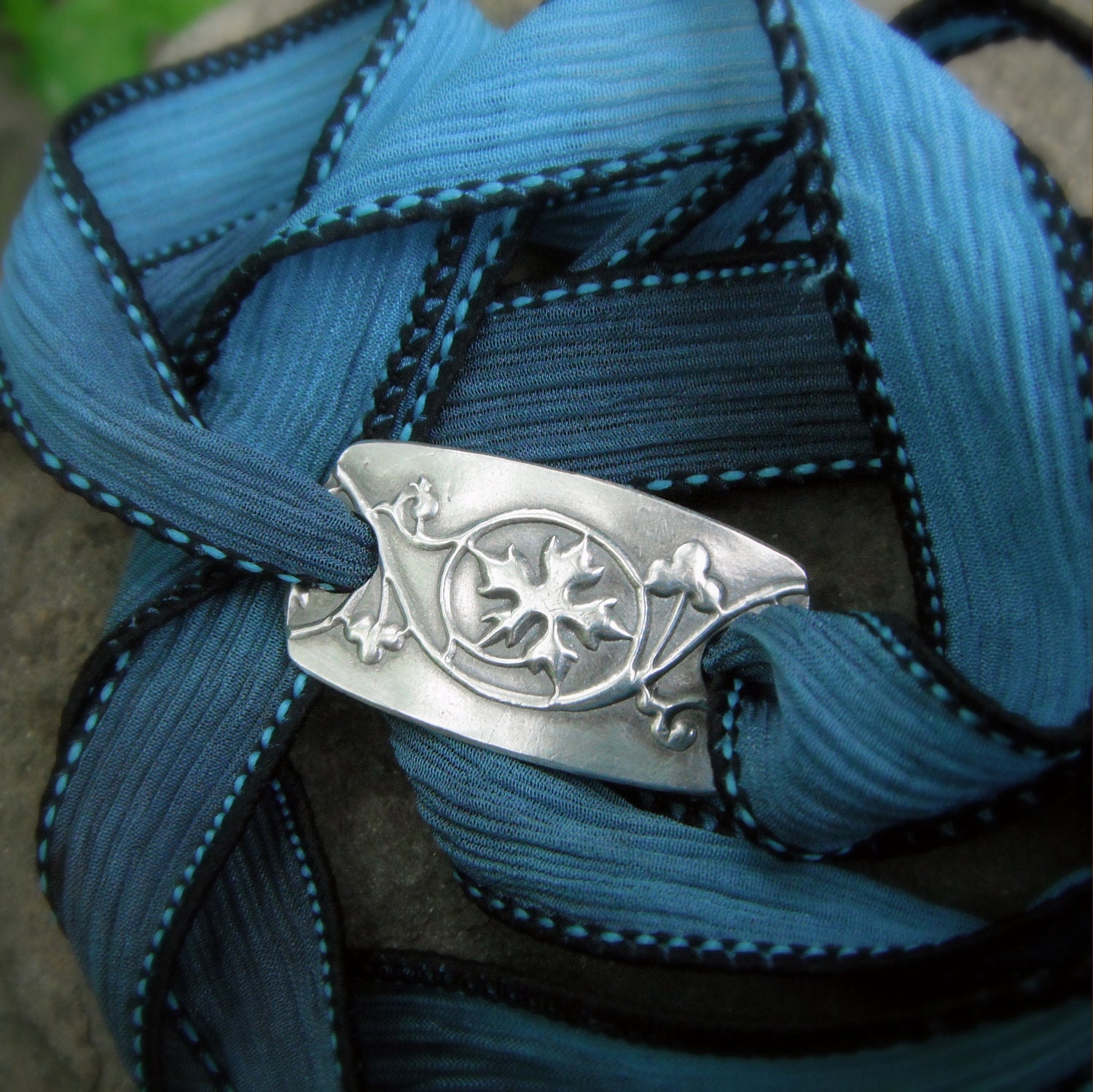 Medieval Wrap Bracelet Vine Silver & Silk Wrap Bracelet - Etsy