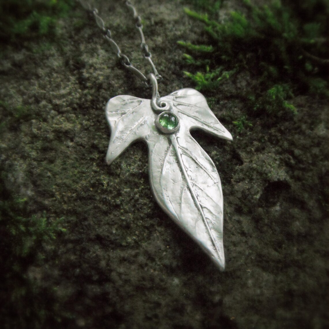 Elven Leaf Necklace With Peridot Made With a Real Leaf - Etsy