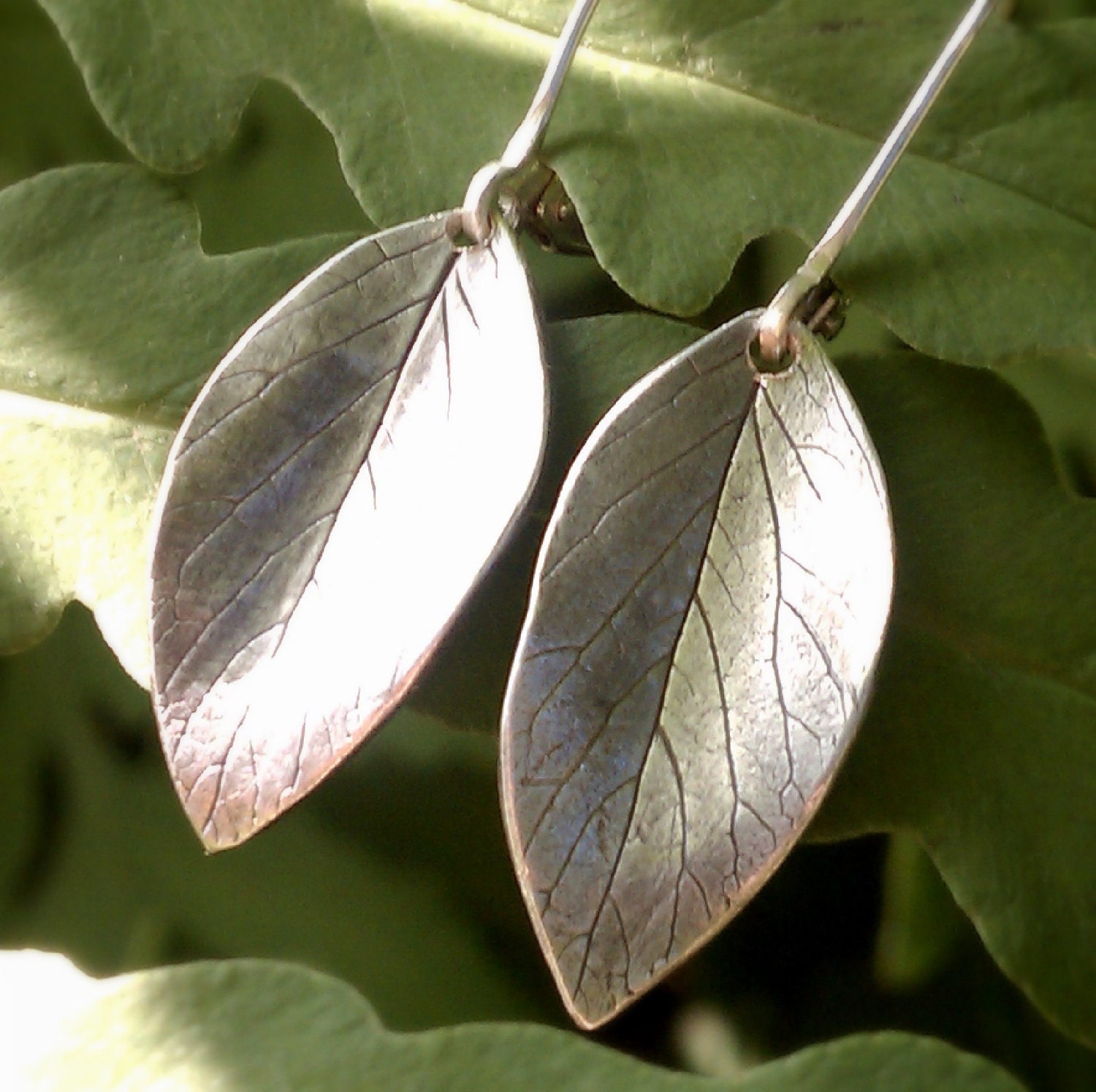 Leaf Earrings in Silver Made With Real Leaves Silvan Leaves - Etsy