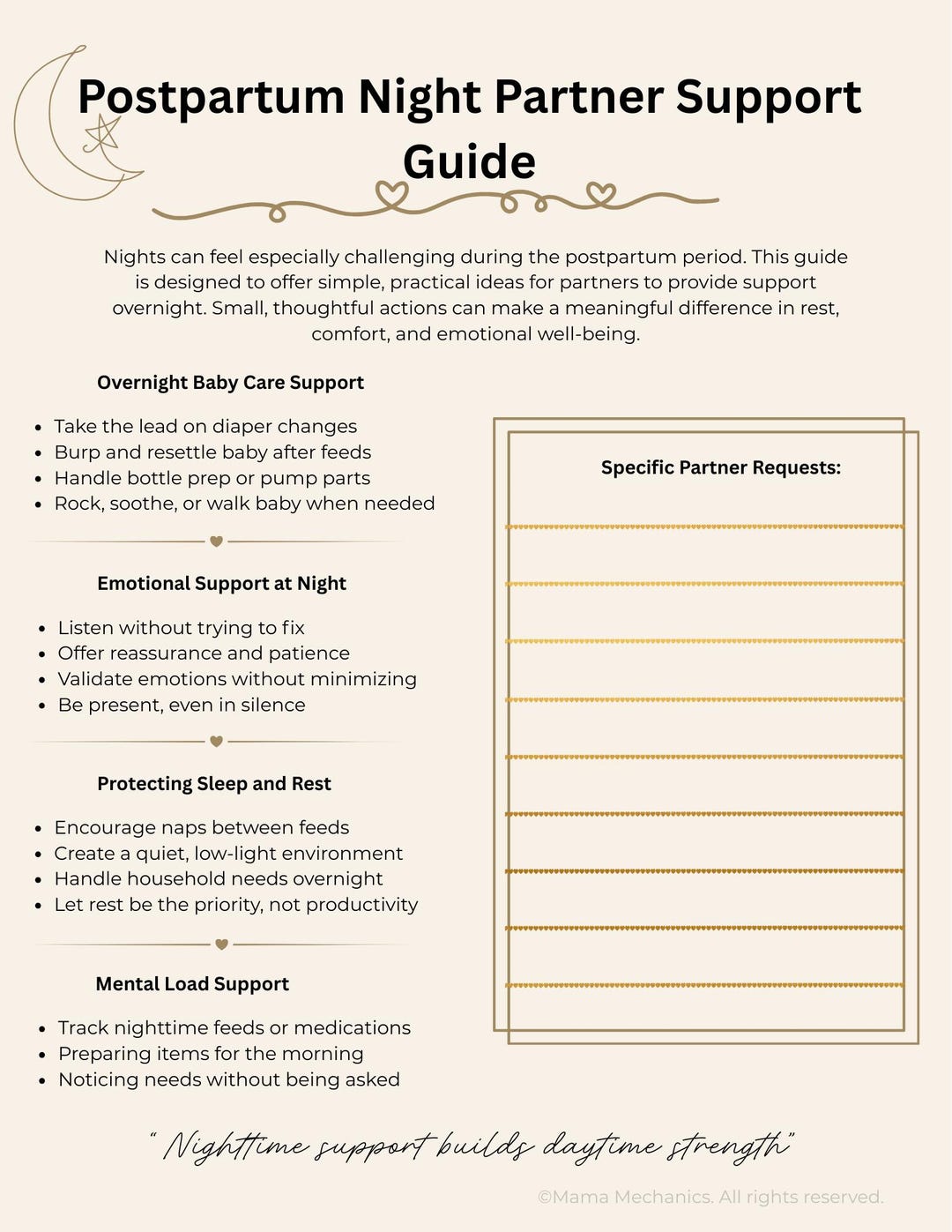 Postpartum Night Partner Support Guide | Printable PDF - Etsy