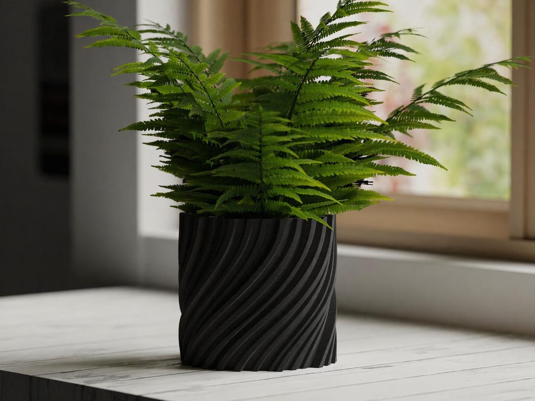 Gothic Spiral Planter, Dark Aesthetic Plant Pot, Black 3D Printed ...