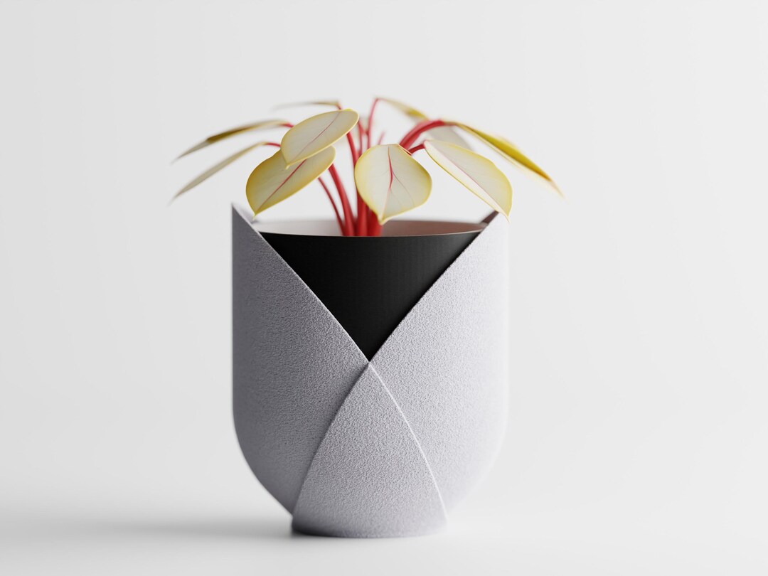 3D Printed Two Tone Tulip Planter - Modern Minimalist Geometric Plant ...