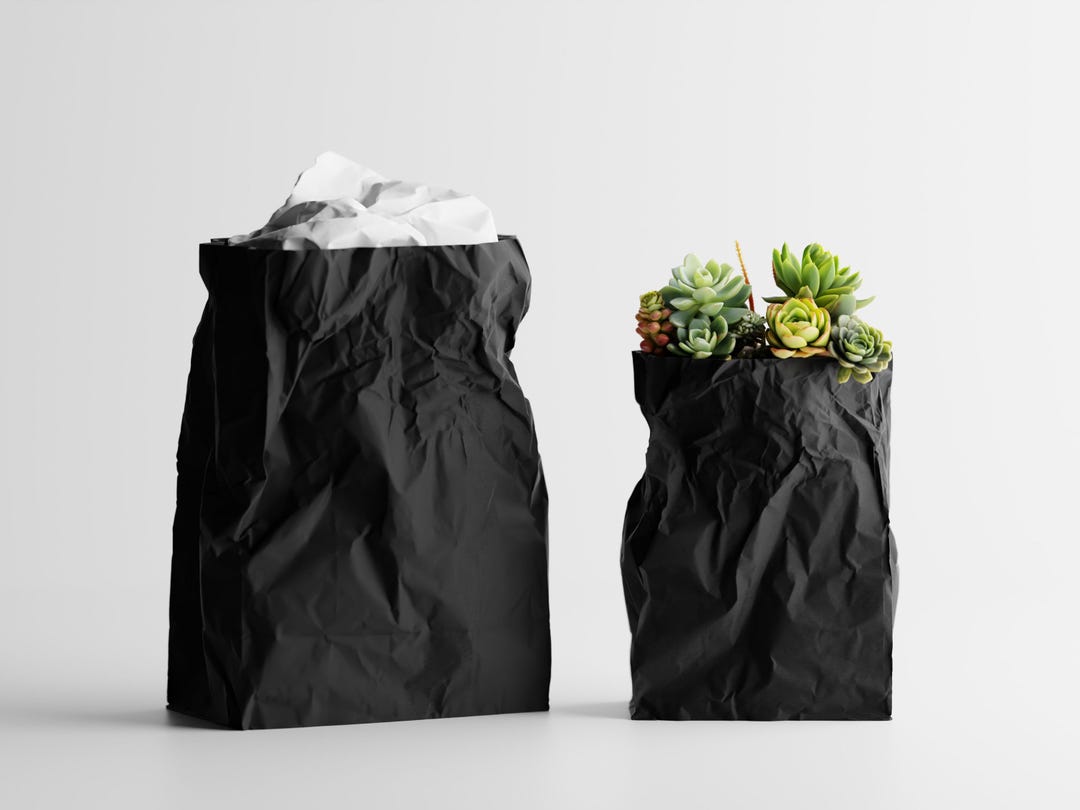 3D Printed Crumpled Paper Bag Planter - Modern Minimalist Plant Pot ...