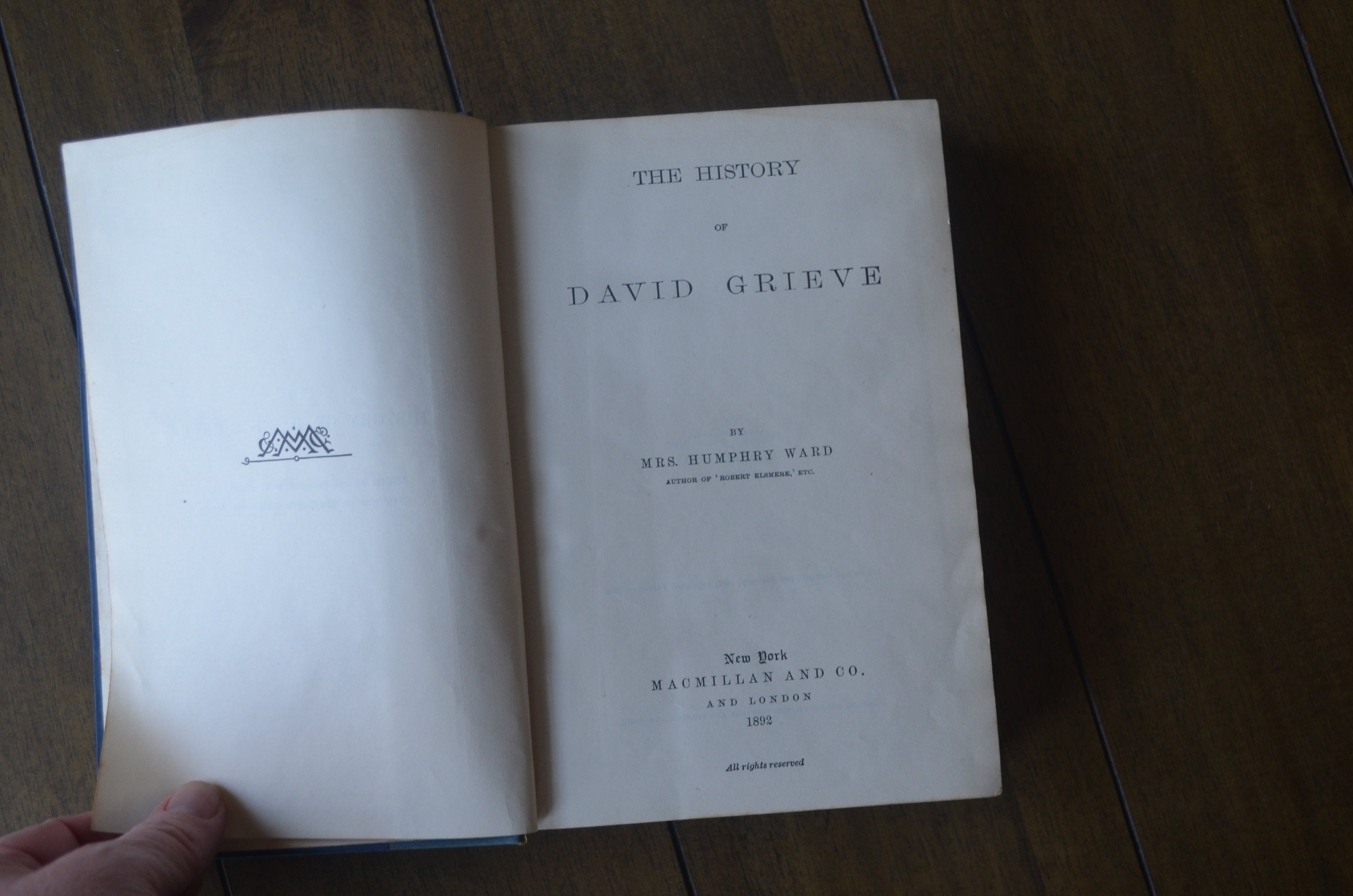 1892, the History of David Grieve, by Mrs. Humphry Ward, Antique Novel ...