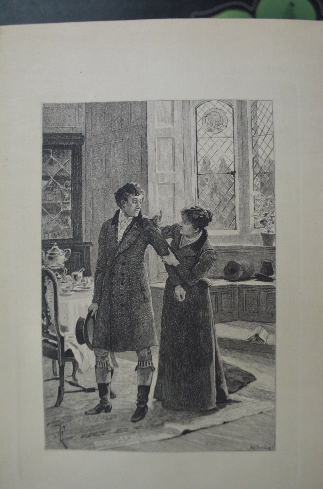 1893, Five Antique Etchings, From Unbound Book, St. Ronan's Well Vol 2 ...