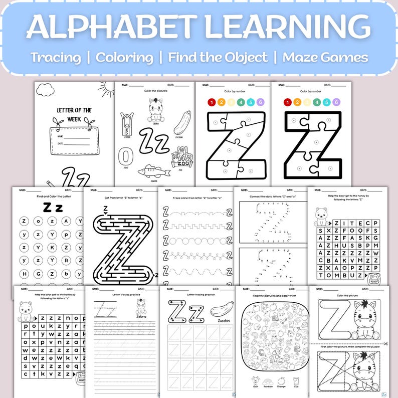 Alphabet Tracing Worksheets A-Z, Letter of the Week Printable Bundle ...