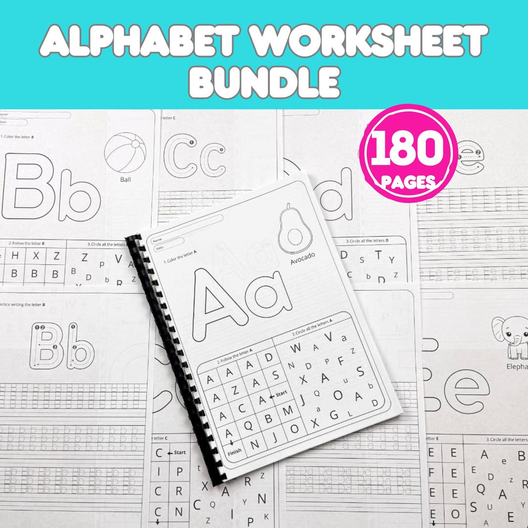 Alphabet Worksheets Bundle, Letter Recognition, Tracing & Phonics ...
