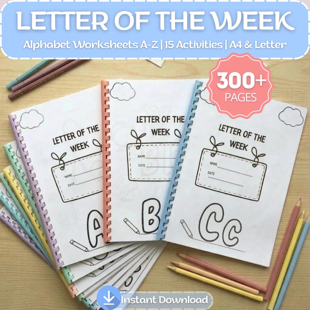 Alphabet Tracing Worksheets A-Z, Letter of the Week Printable Bundle ...