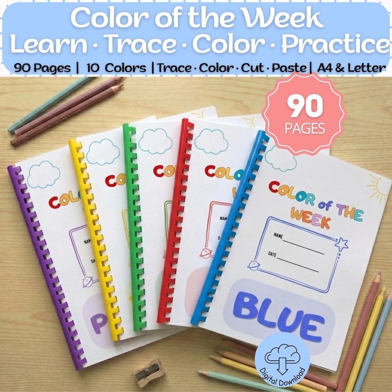 Color of the Week Worksheets | 90 Pages 10 Colors | Preschool Color ...