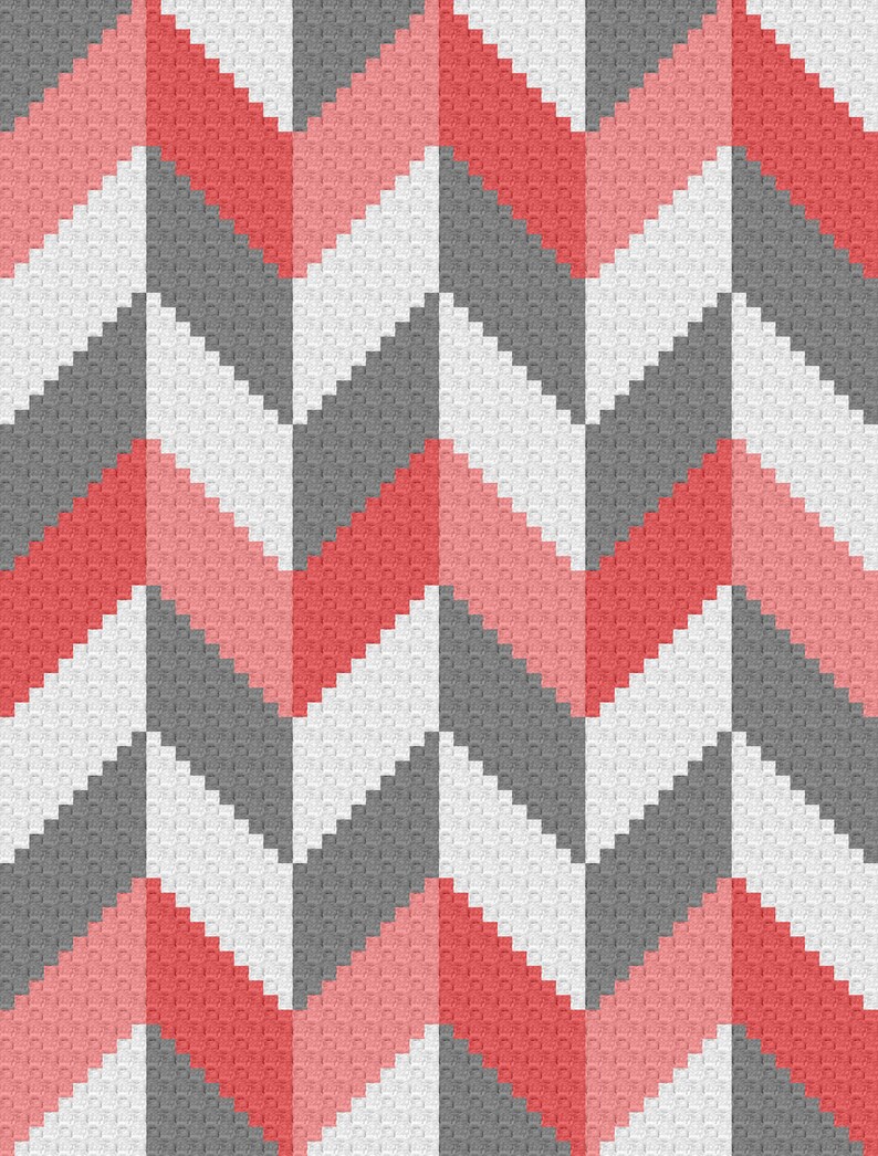 Checkered Chevron C2C Blanket Corner to Corner Graphghan - Etsy