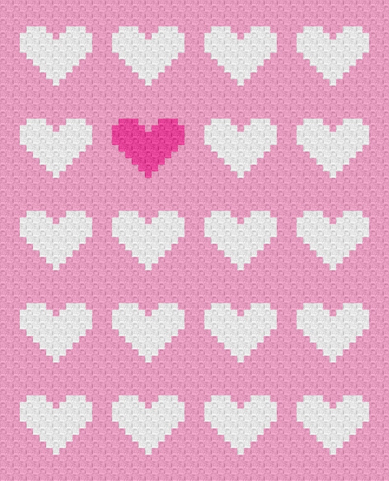 The One Heart C2C Blanket Corner to Corner Graphghan - Etsy