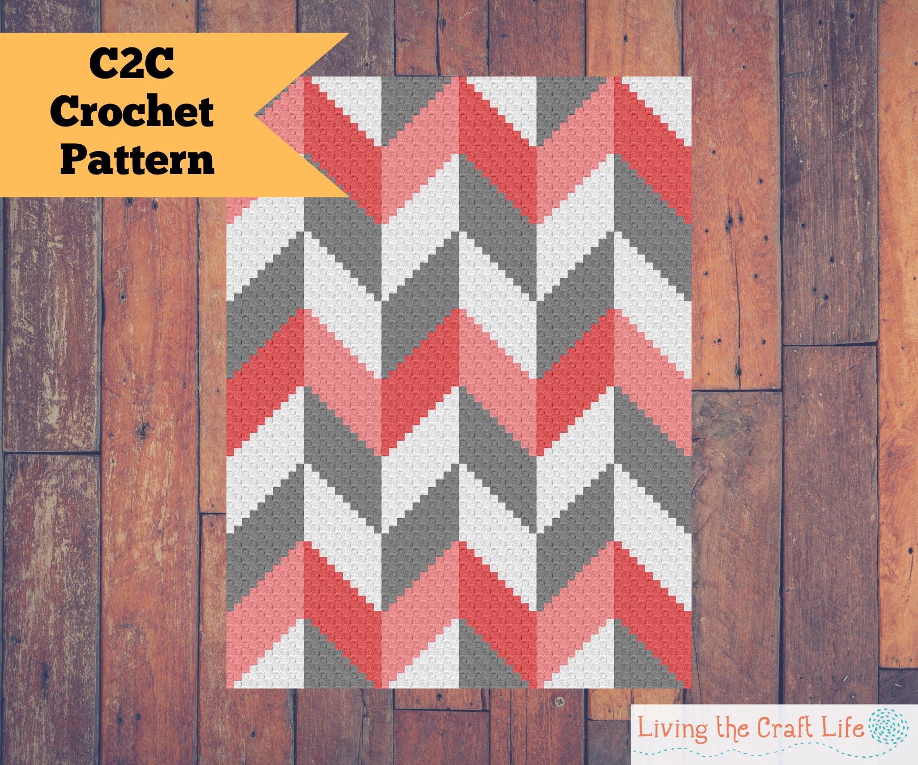 Checkered Chevron C2C Blanket Corner to Corner Graphghan - Etsy