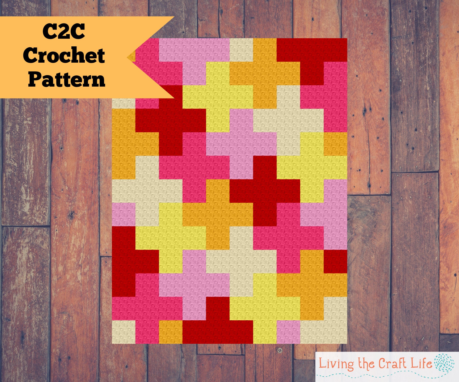 Six Color Plus C2C Blanket Corner to Corner Graphghan | Etsy