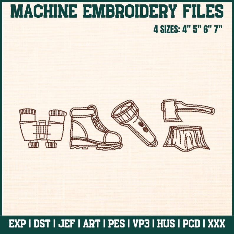 Camping Embroidery Design, Nature Pattern Digital Files, Instant ...