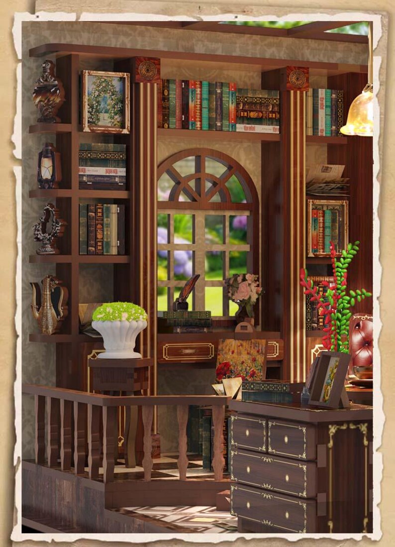 Neoclassical Reading Room DIY Book Nook Kit – Wooden Bookend Cabin ...
