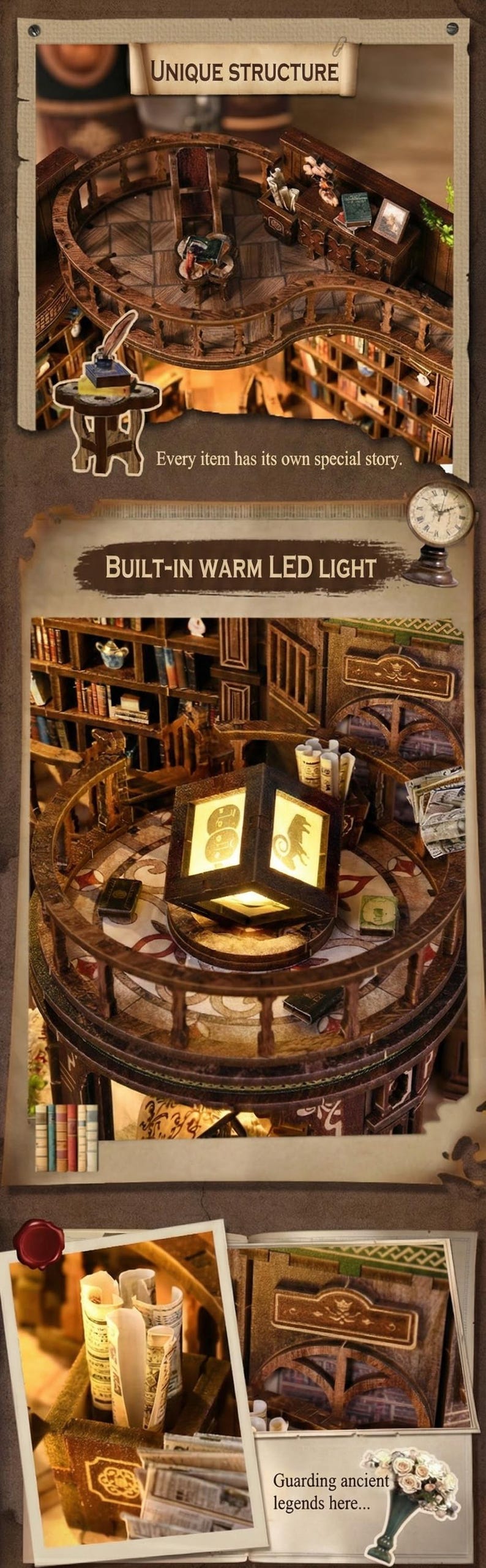 Book Hall DIY Book Nook Kit – Retro European Library Miniature House ...