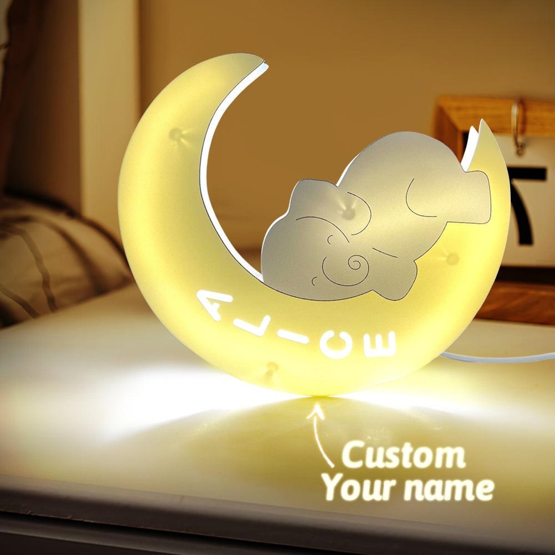 Personalized Name Baby Elephant Wall Light for Kids Room Birthday Gift ...