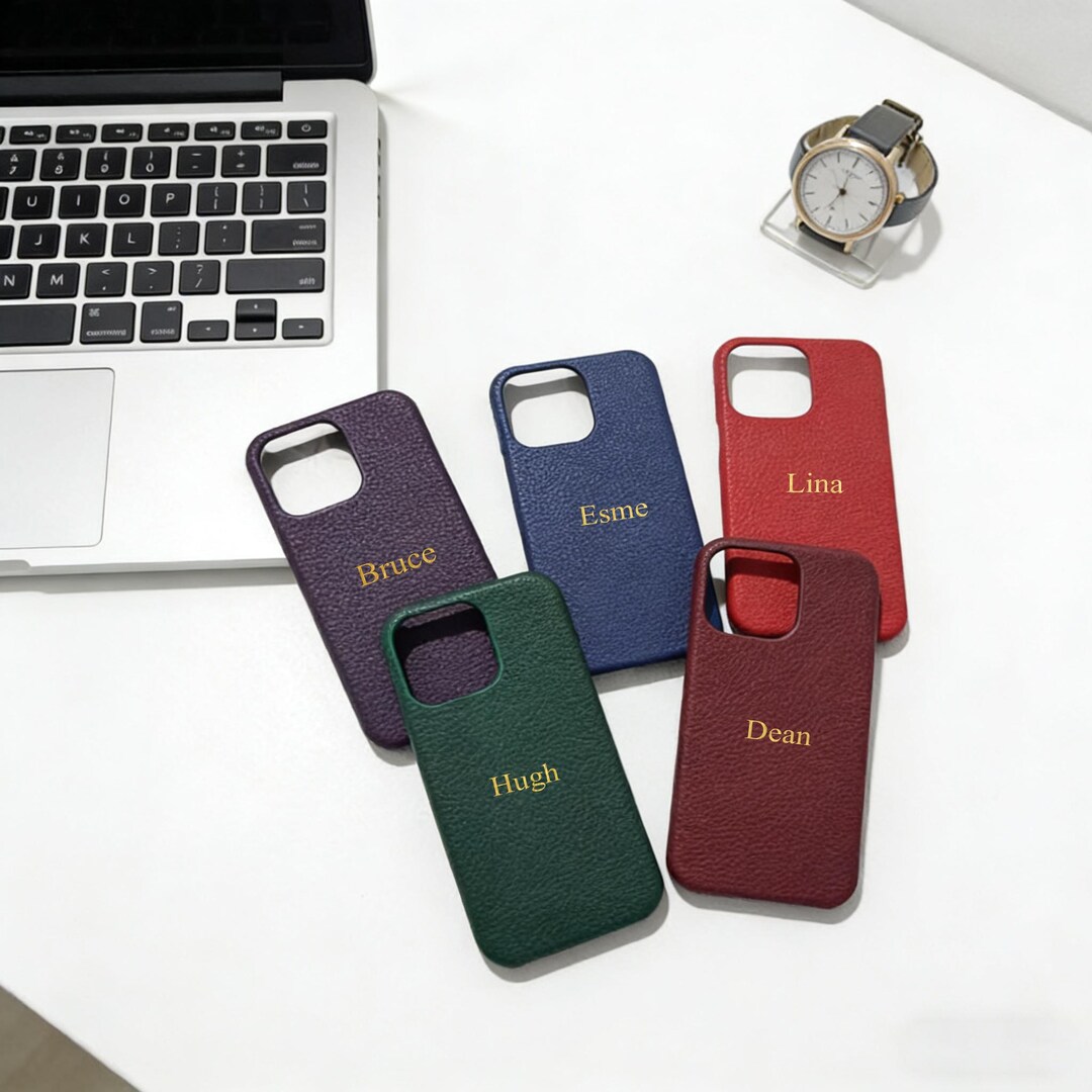 Personalized Leather Lychee Texture Gold Foil Phone Case for Iphone ...