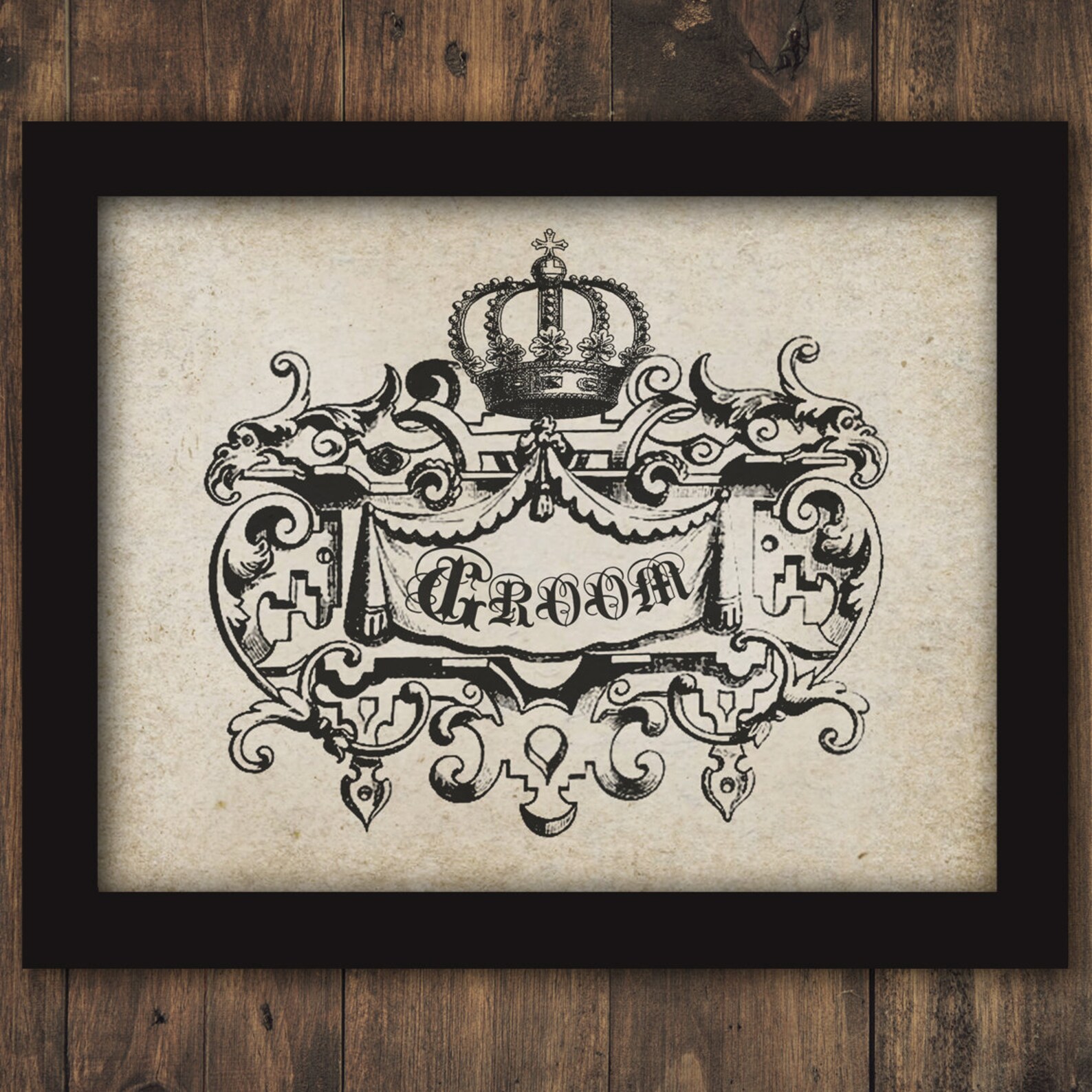 GROOM Text Word Ornate Frame Illustration Marriage Script - Etsy