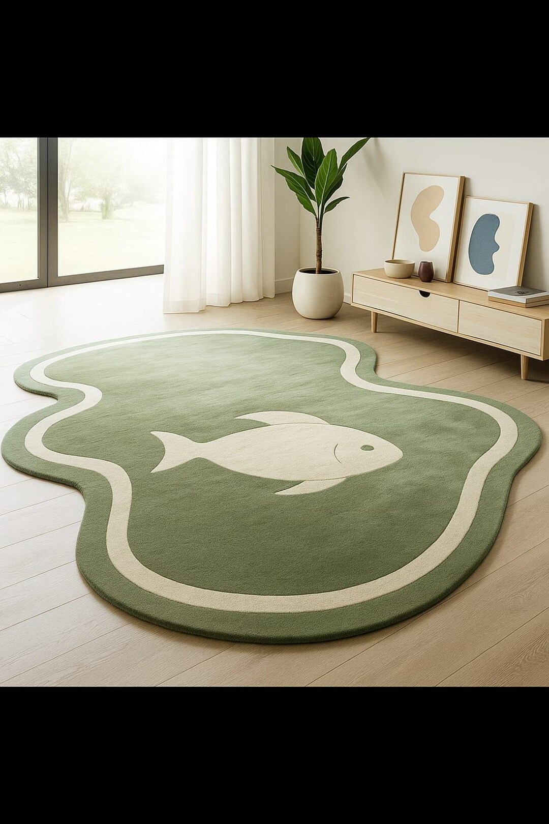 Green Fish Shape Area Rug, Kids Room Carpet, Ocean Theme Nursery Rug ...
