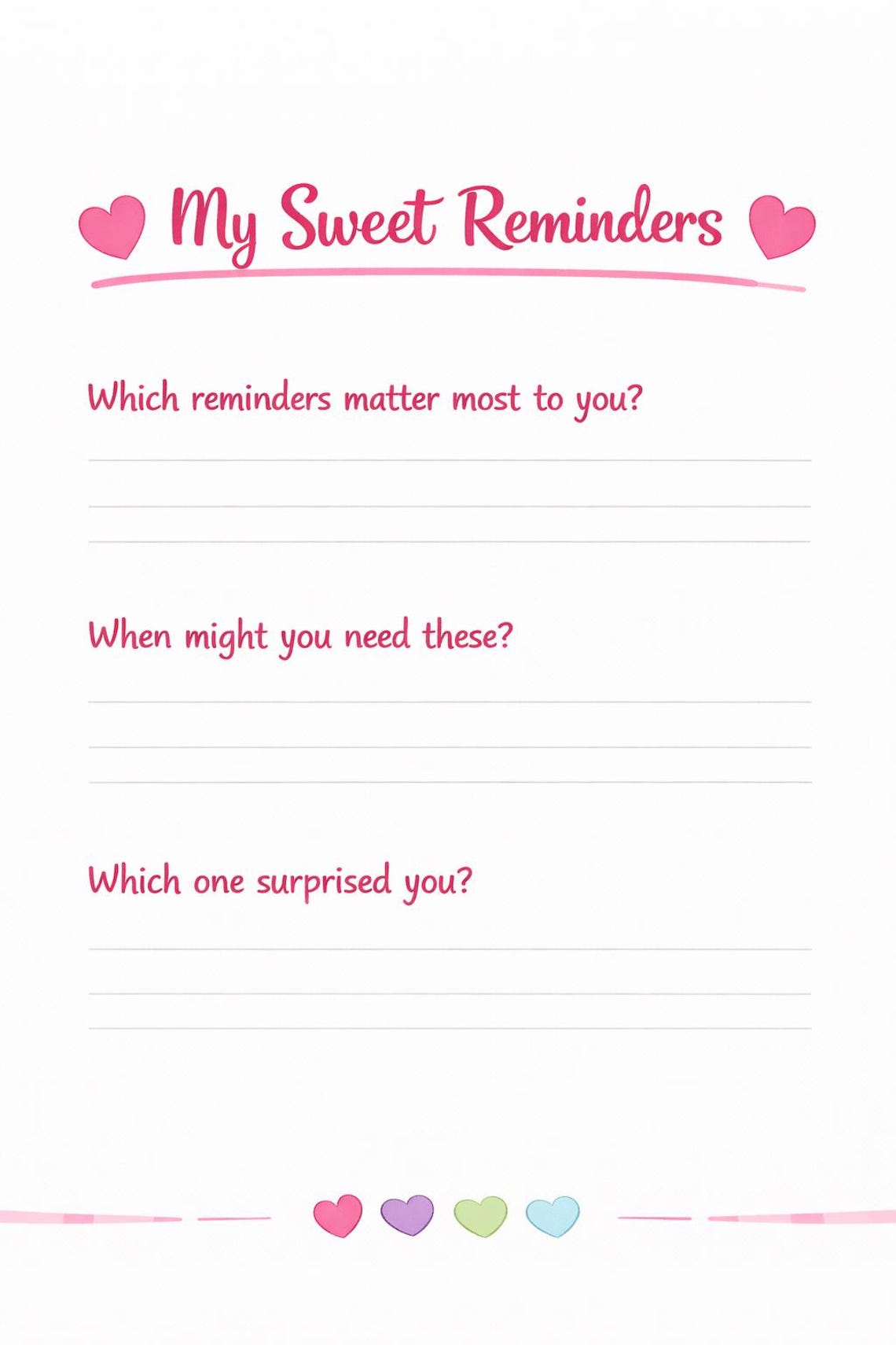 Sweet Reminders: A Valentine’s Day Printable Activity - Etsy