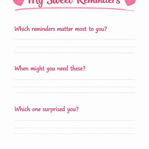 Sweet Reminders: A Valentine’s Day Printable Activity - Etsy