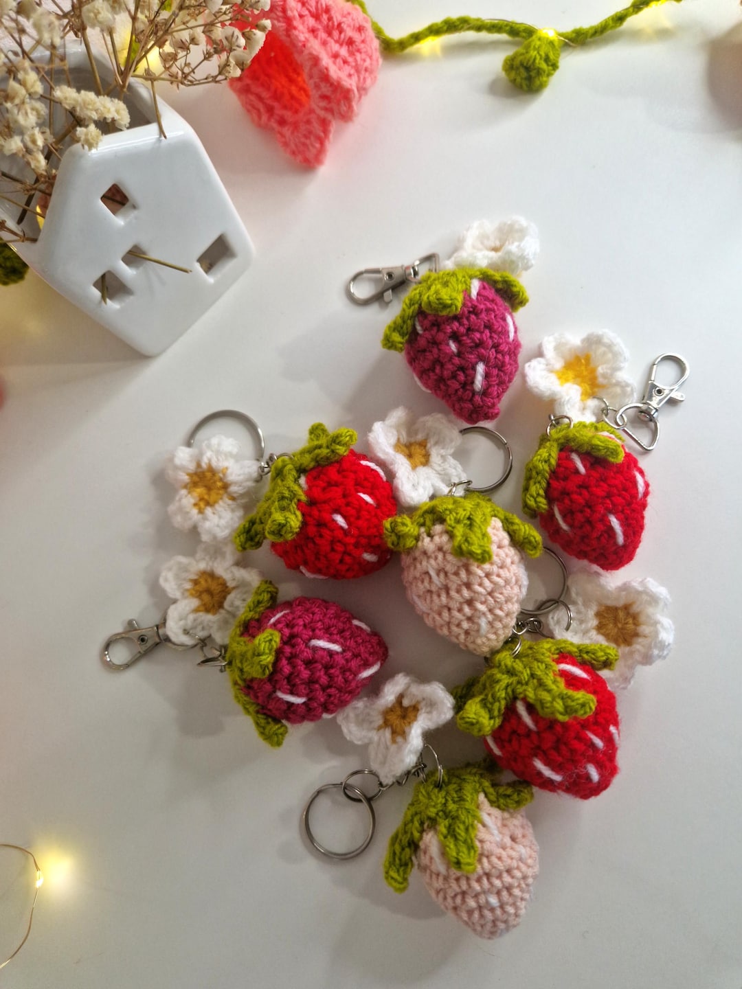 Handmade Strawberry Keychain | Crochet Strawberry Bag Accessory ...