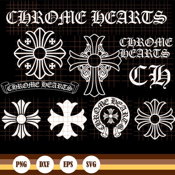 Chrome Heart Cross Svg - Etsy