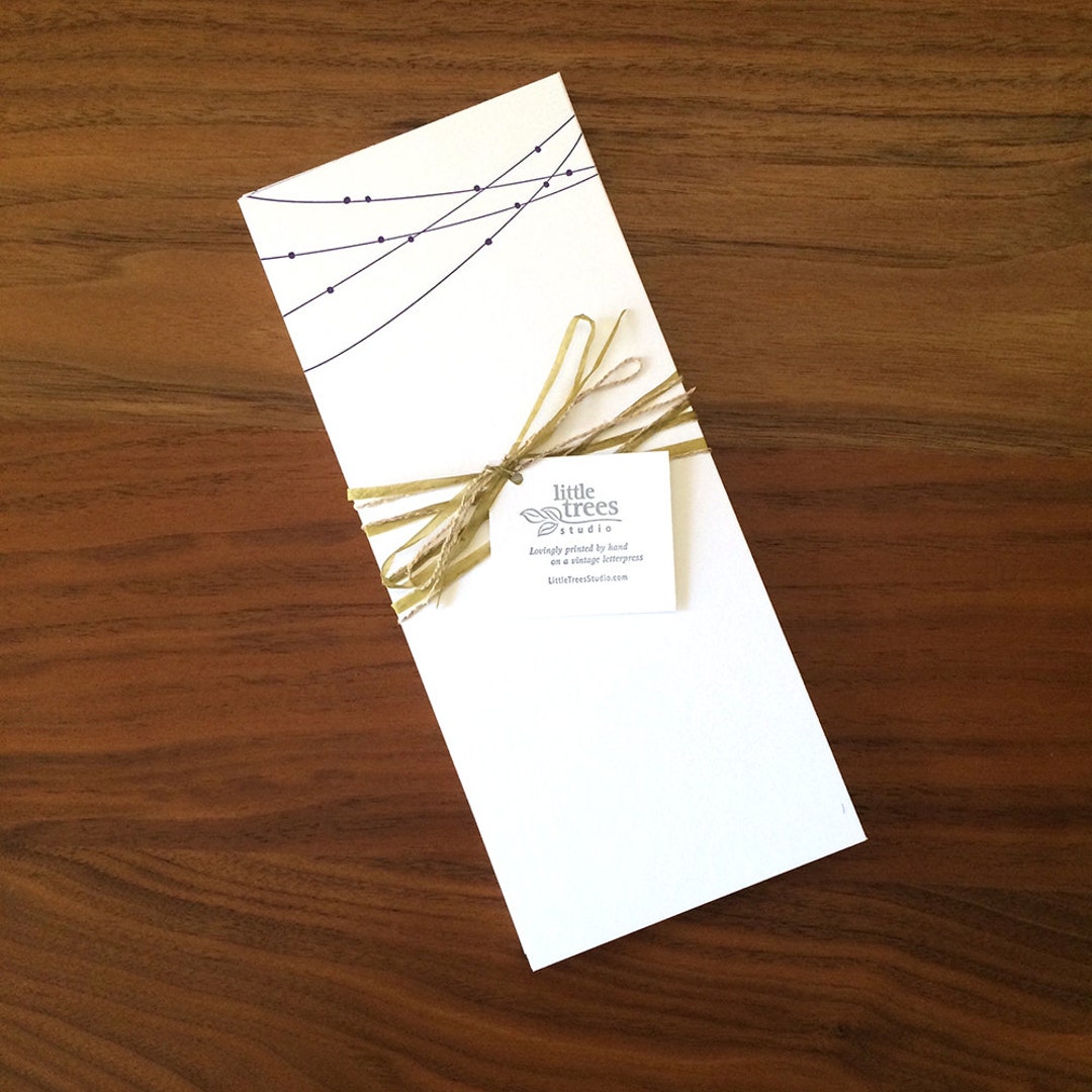 Letterpress Buckslips - Knotted Sting Purple Notecard - Etsy