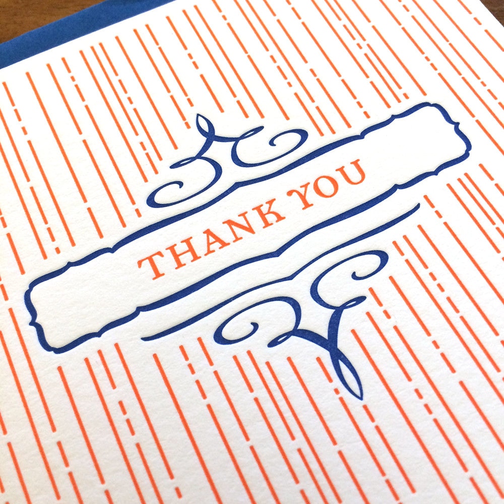 Thank You - Rain Letterpress Card - Etsy