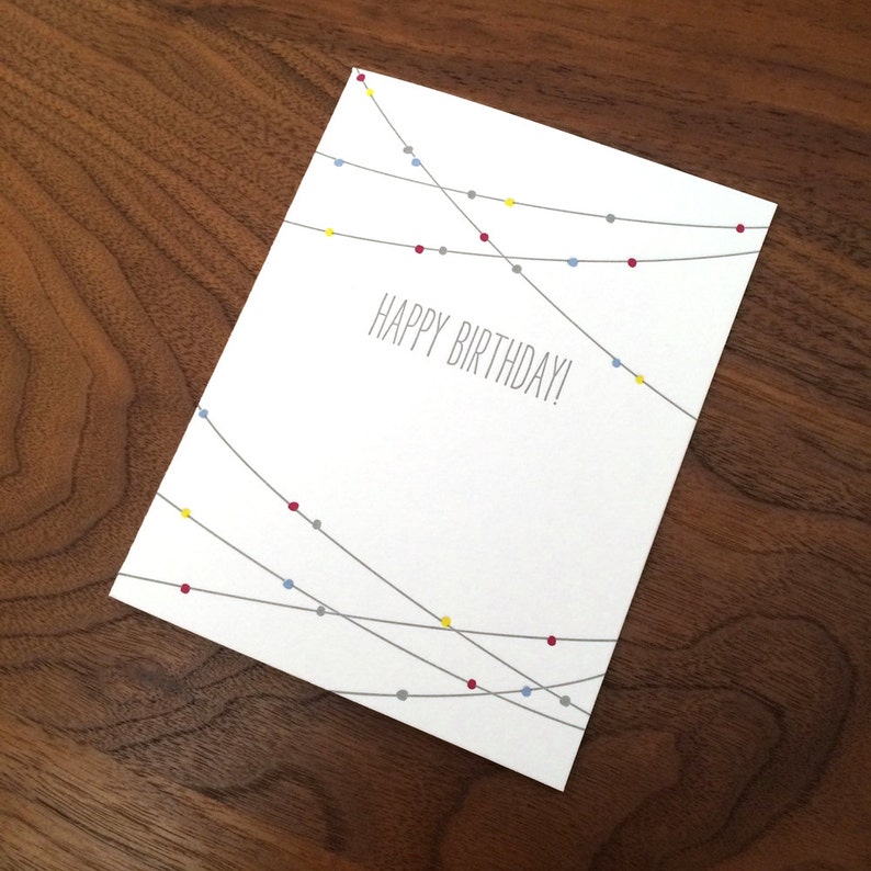 Birthday With String Lights - Letterpress Card - Etsy