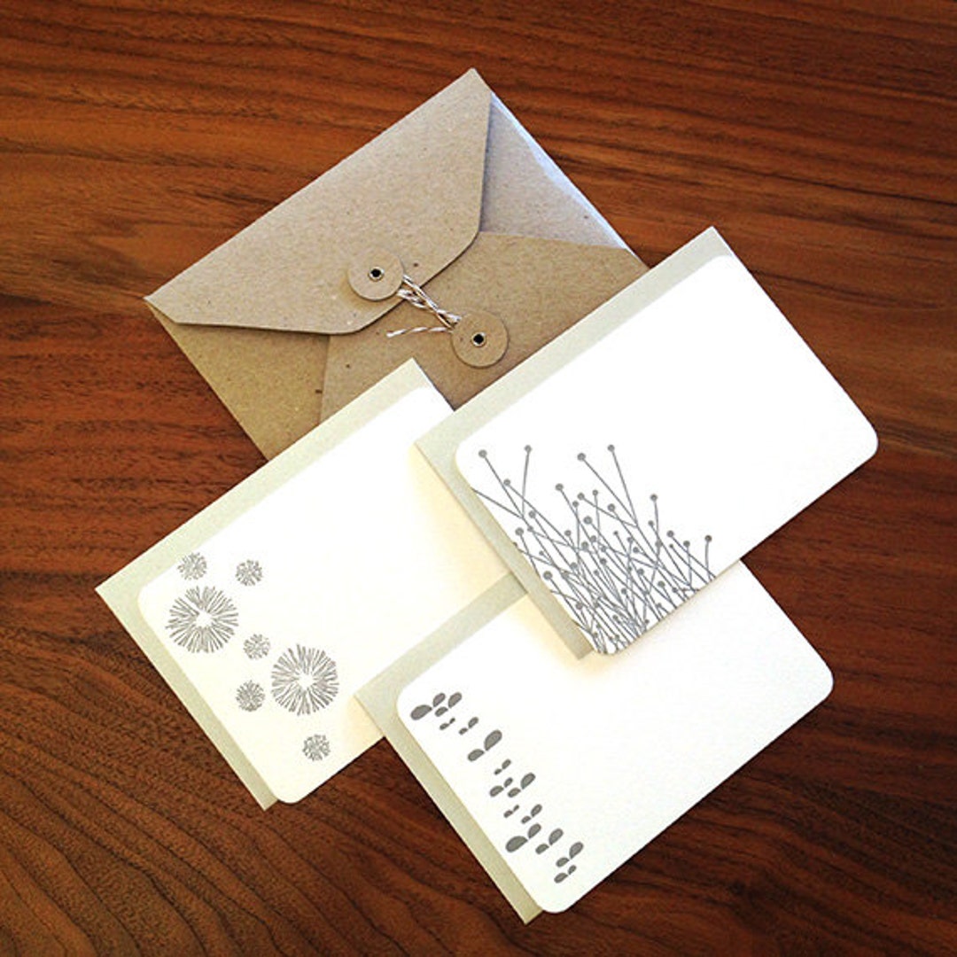 Letterpress Notecard Set With Button and String Folder - Nature Series ...