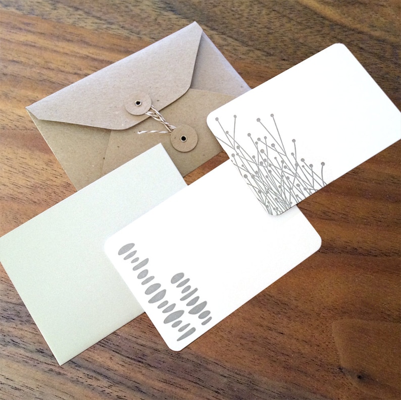 Letterpress Notecard Set With Button and String Folder - Nature Series ...