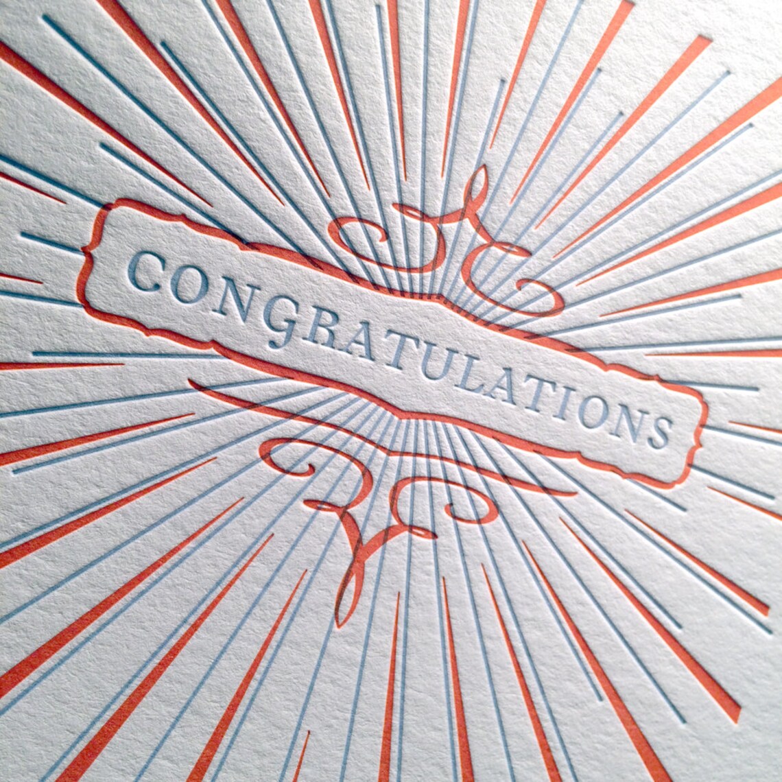 Congratulations With Burst Letterpress Card - Etsy