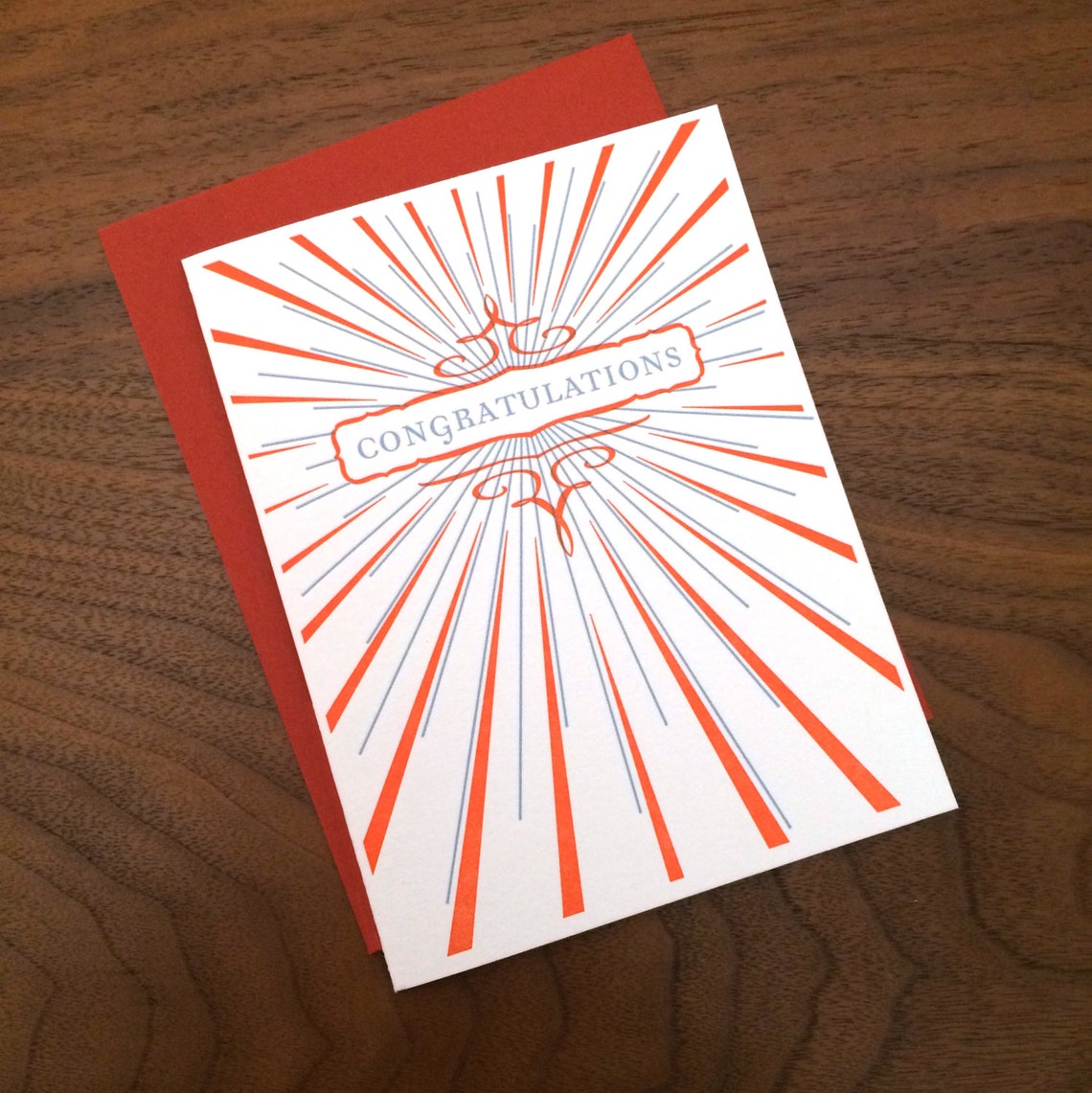 Congratulations With Burst Letterpress Card - Etsy