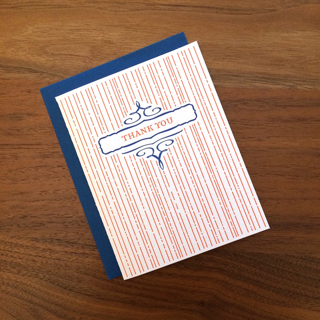 Thank You - Rain Letterpress Card - Etsy