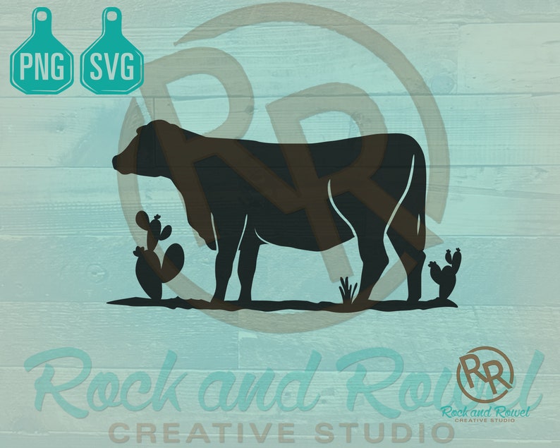 Cow Prickly Pear Angus Cow Silhouette SVG Files Stencil Shirt Vector ...