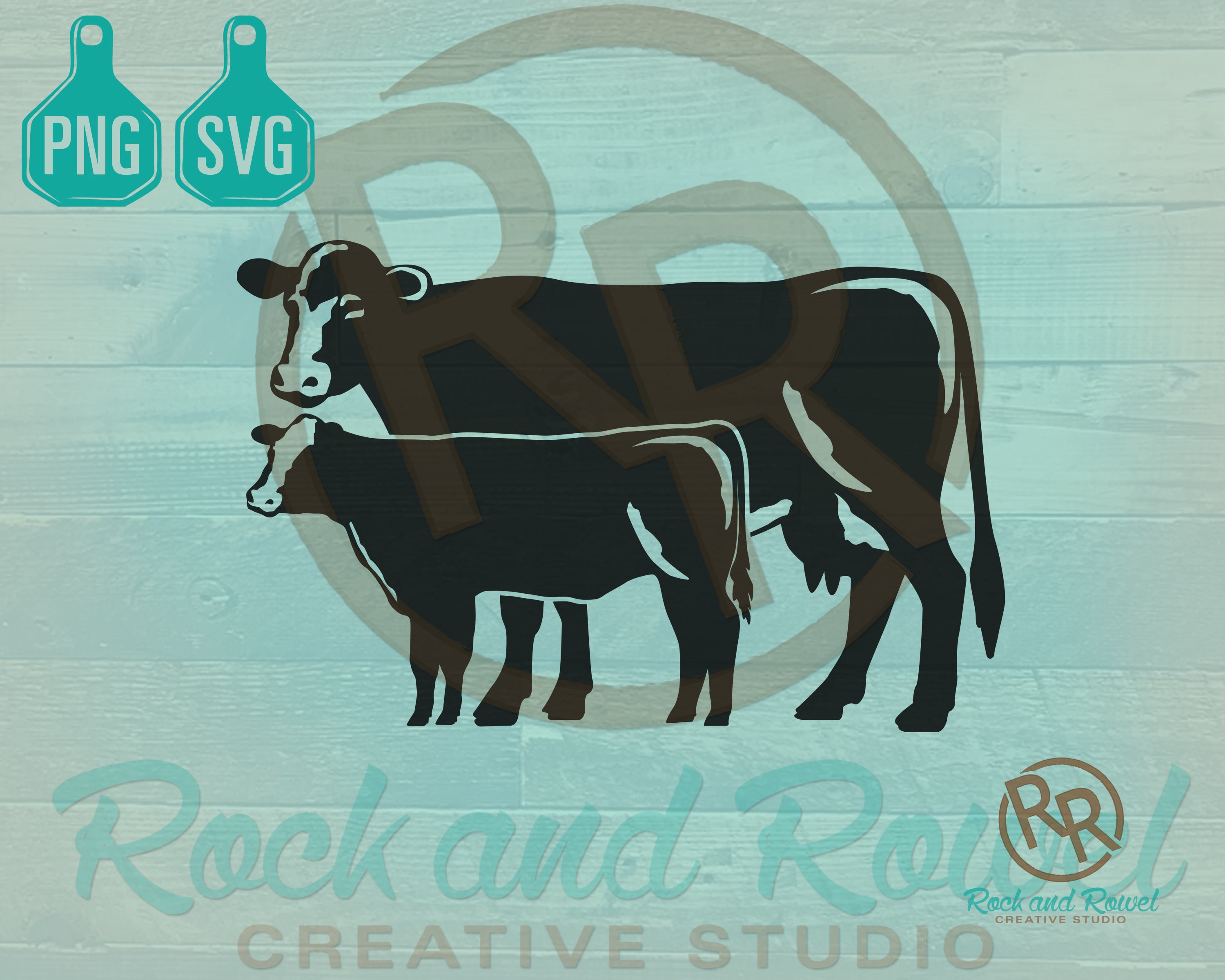 Cow Baldy Calf Pair | Silhouette SVG File Cattle SVG Vector Download ...