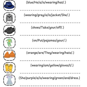 Clothes Vocabulary & Sentence Scramble - Etsy