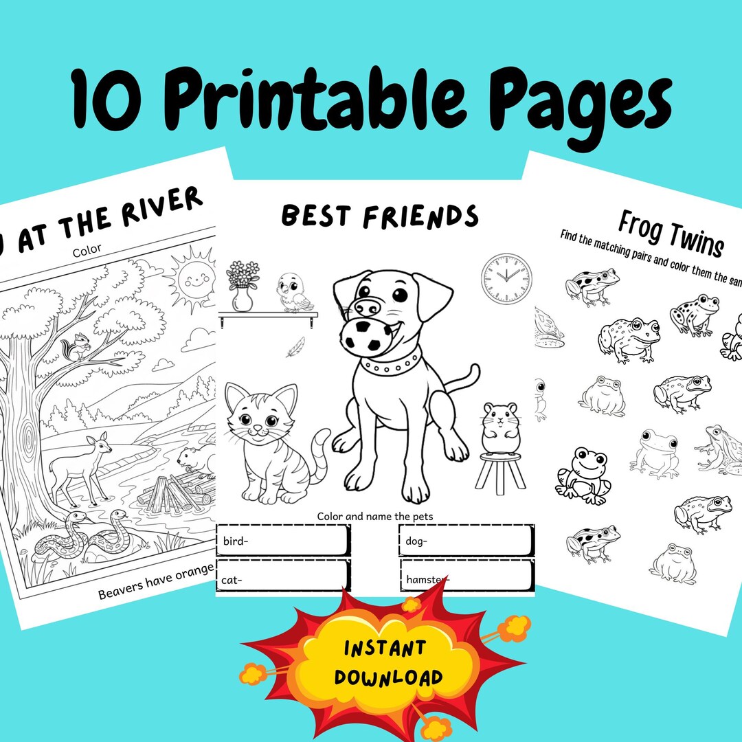 Rainy Day Animal Coloring Pack - Etsy