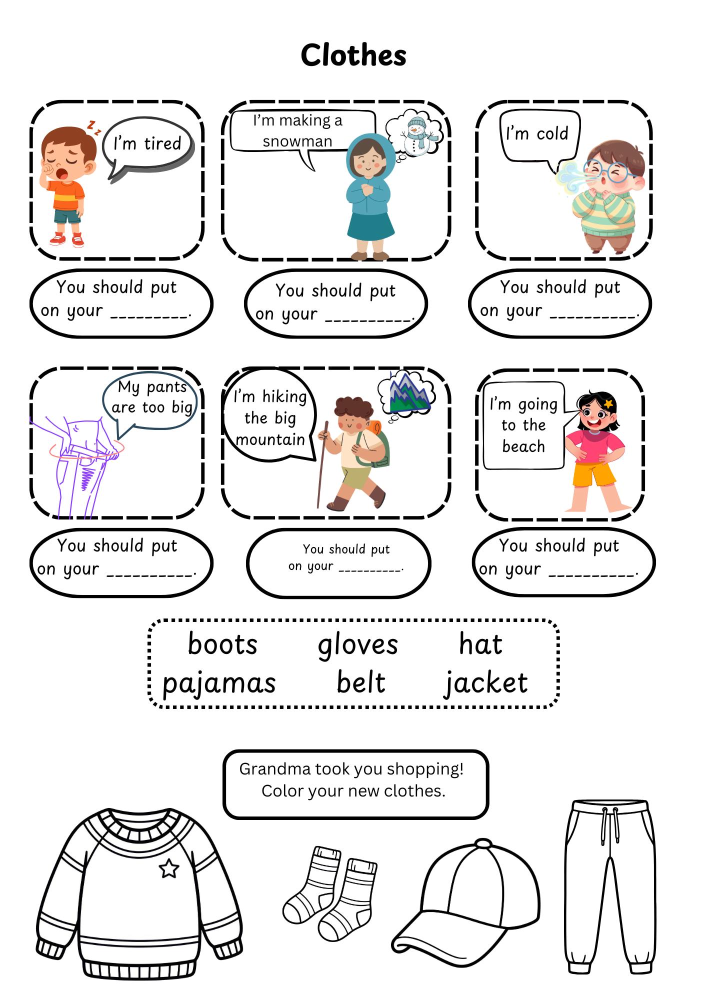 Clothes Vocabulary & Sentence Scramble - Etsy