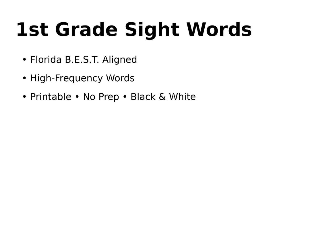 1st Grade Sight Words | Florida B.E.S.T. Aligned | Printable Worksheets ...